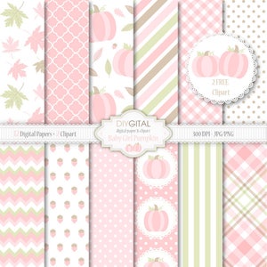 Baby Girl Pumpkin 12 Pink Digital Papers With Pumpkins - Etsy