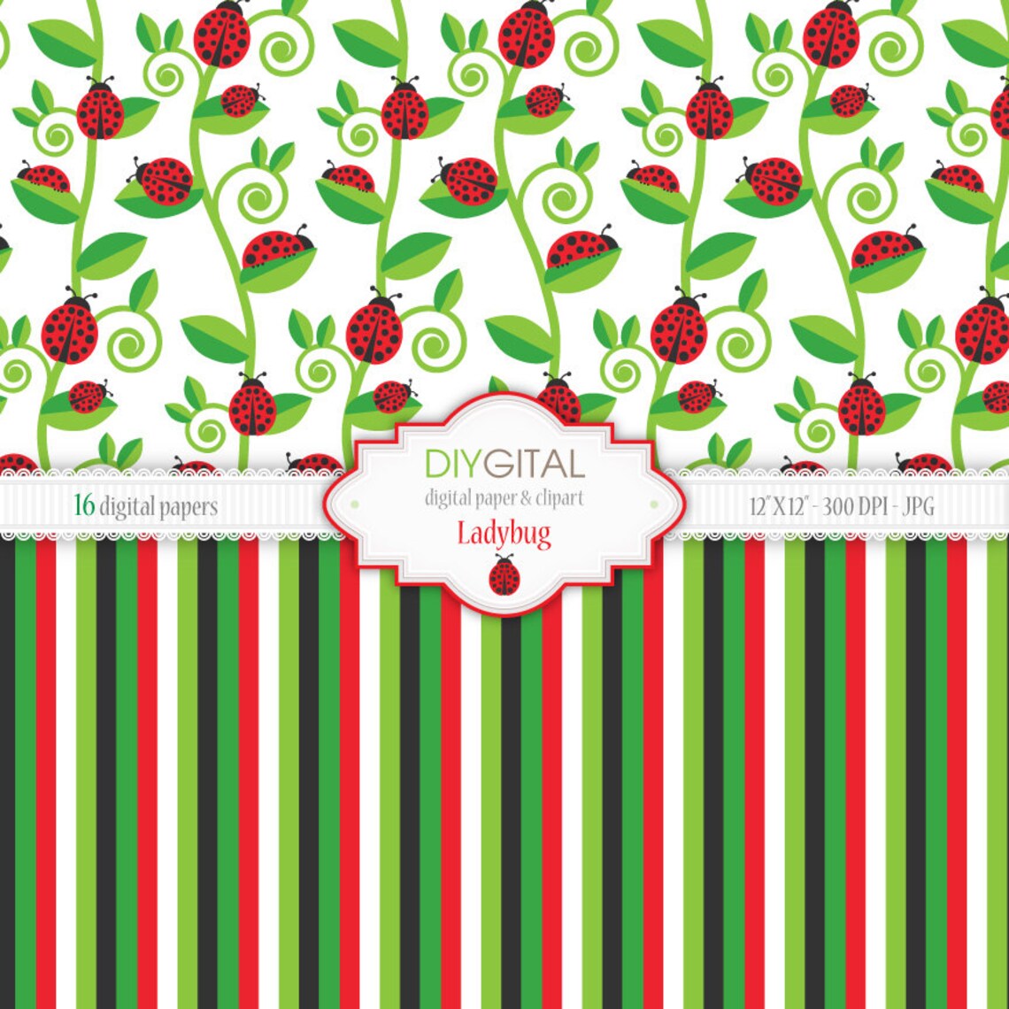 Ladybug Digital Paper Set 16 High Quality Printable Digital - Etsy