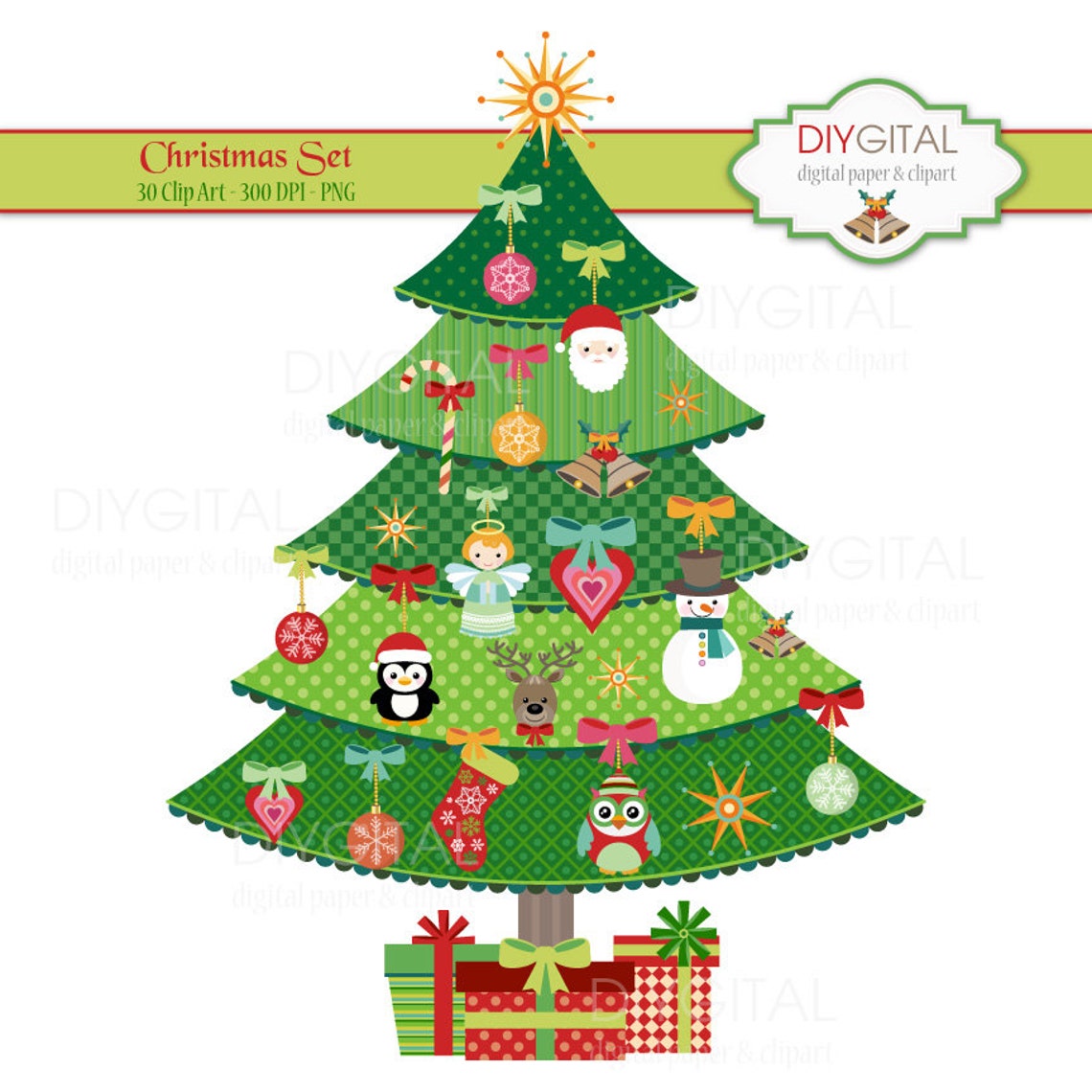 Christmas Set Clip Art Set 30 Printable Cliparts for - Etsy