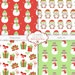 Red and Green Christmas Digital Paper With Snowflakes, Trees, Bells ...