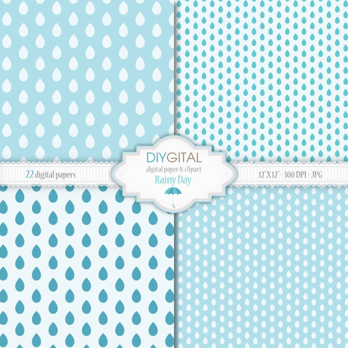 Rainy Day Digital Paper Set 22 High Quality Printable | Etsy