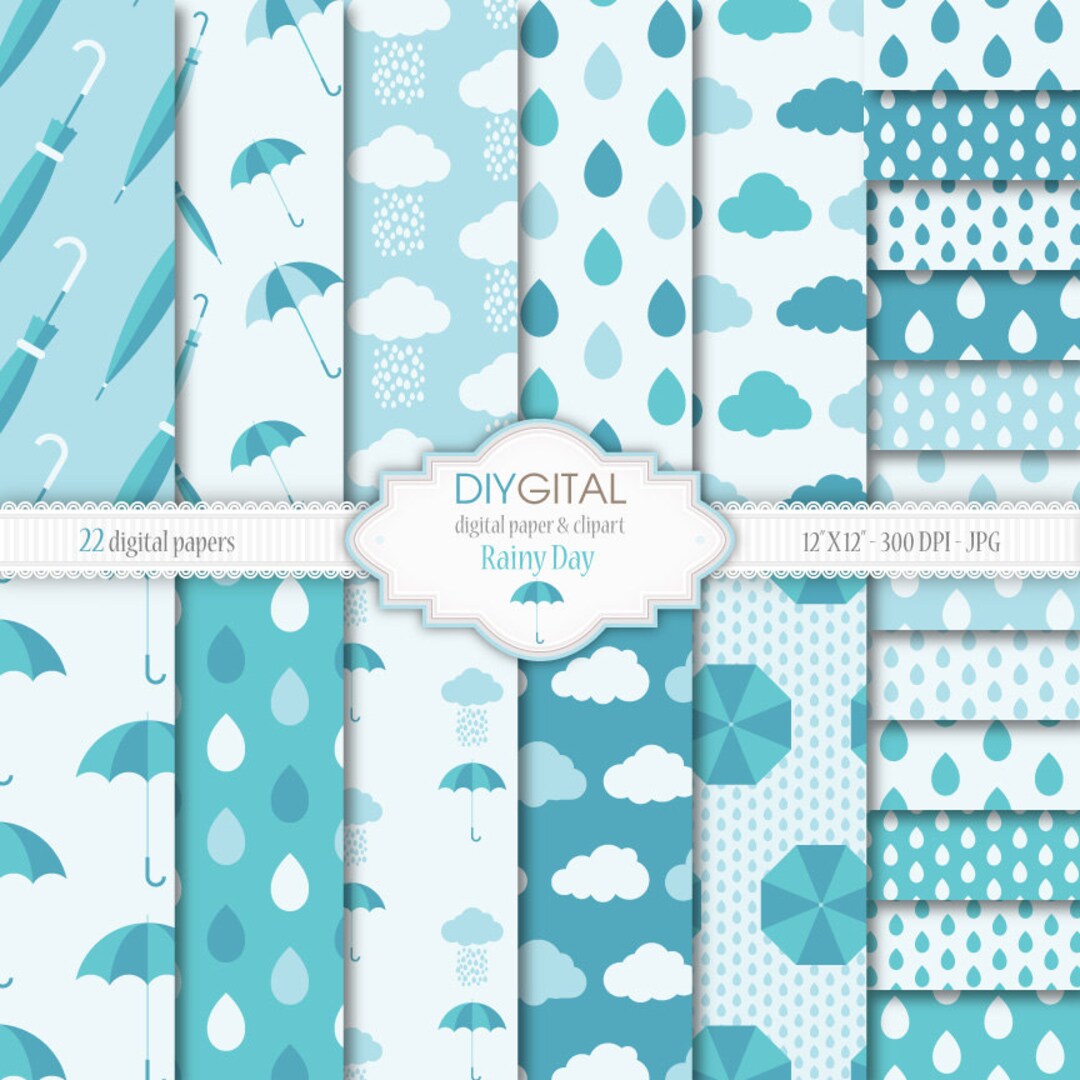 Rainy Day Digital Paper Set 22 High Quality Printable - Etsy
