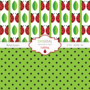 Ladybug Digital Paper Set 16 High Quality Printable Digital - Etsy
