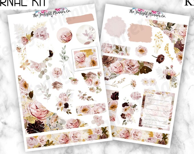 Floral Journal Sticker Kit, Journaling Stickers, Flower Stickers ...