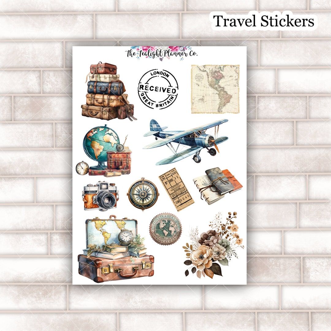 Travel Stickers, Travel Planner Stickers, Journal Stickers, Suitcase ...
