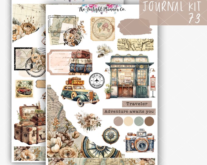 Traveler Journal Sticker Kit, Travel Stickers, Travel Journal Stickers ...