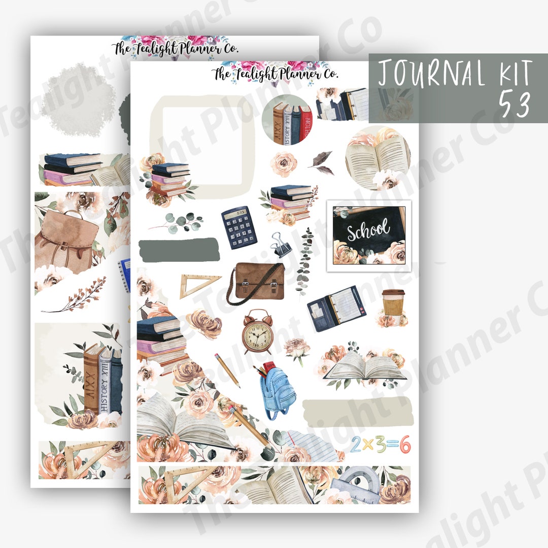 Back to School Journal Sticker Kit, School Stickers, School Journal ...