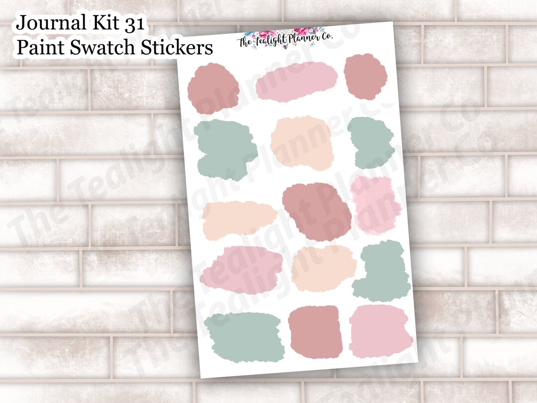 Paint Swatch Stickers, Brush Stroke Sticker, Journal Stickers, Planner ...