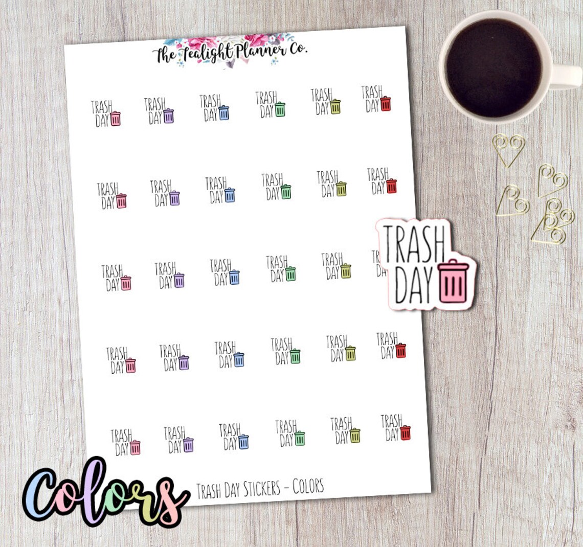 Trash Day Sticker Garbage Day Sticker Functional Planner - Etsy