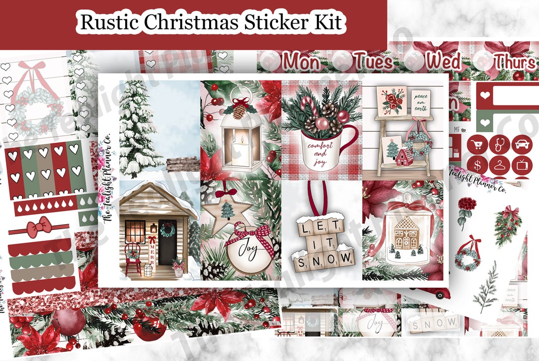 Rustic Christmas Sticker Kit, Christmas Stickers, Christmas Planner ...