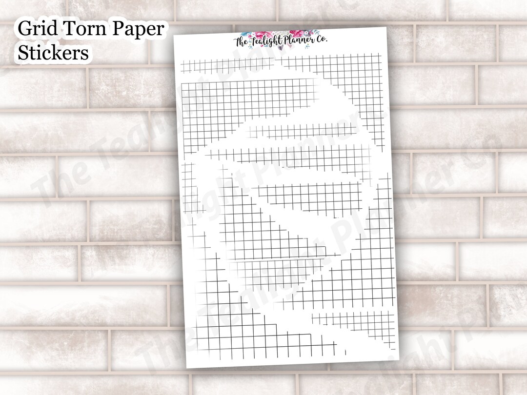 Grid Torn Paper Stickers, Journaling Stickers, Grid Stickers, Journal ...