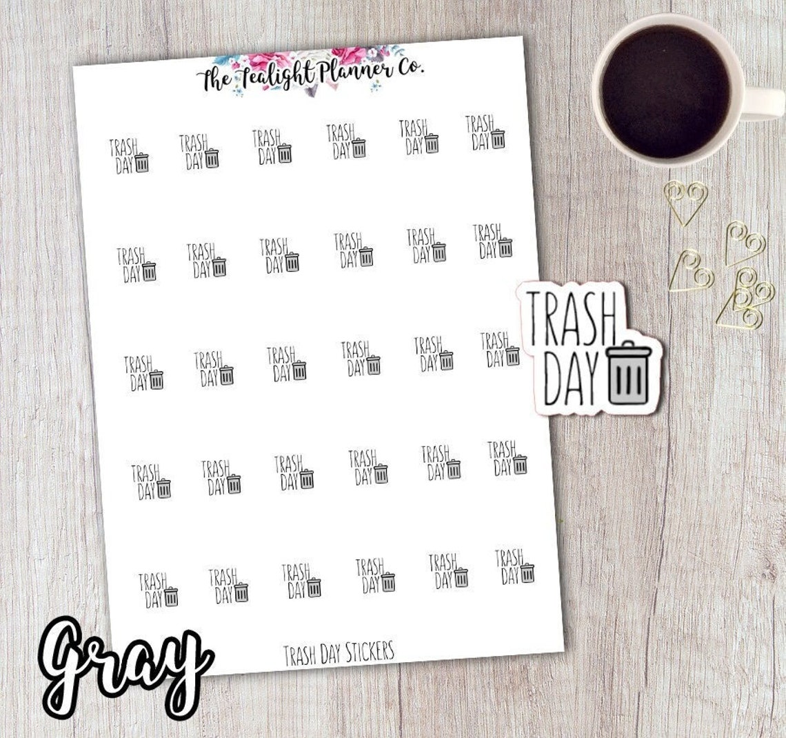 Trash Day Sticker Garbage Day Sticker Functional Planner - Etsy