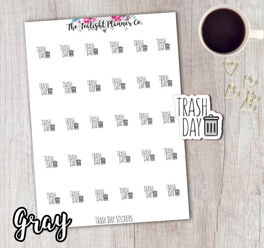 Trash Day Sticker Garbage Day Sticker Functional Planner - Etsy