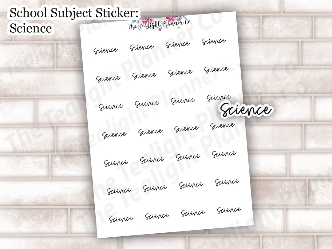 Science Script Sticker, School Subject Sticker, Homeschooling Sticker ...
