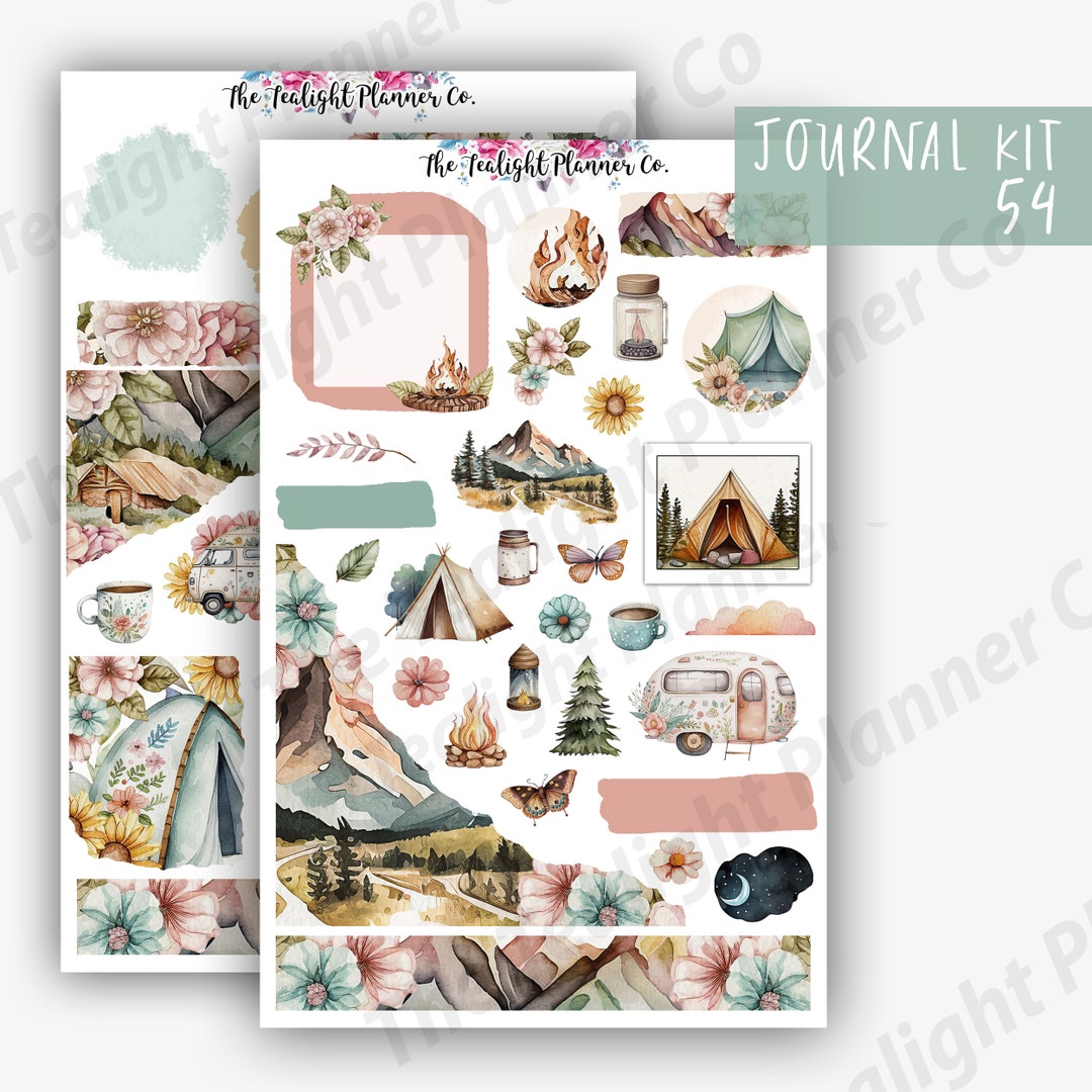 Camping Journal Sticker Kit, Mountain Stickers, Camping Stickers ...