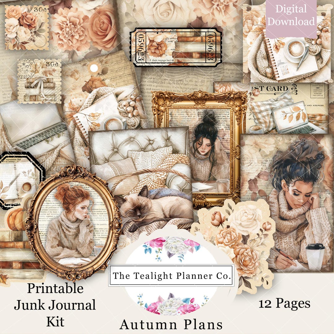 Autumn Plans Junk Journal Kit, Fall Junk Journal, Printable Junk ...