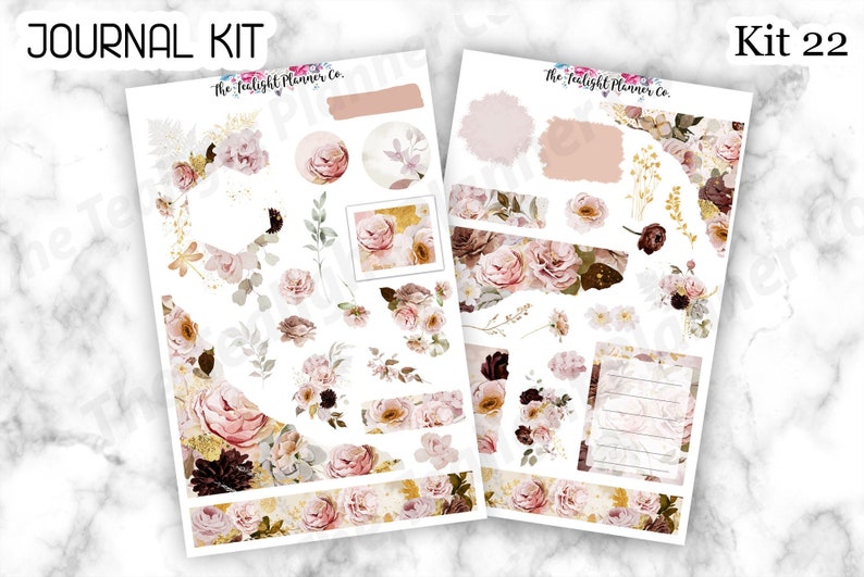 Floral Journal Sticker Kit Journaling Stickers Flower - Etsy