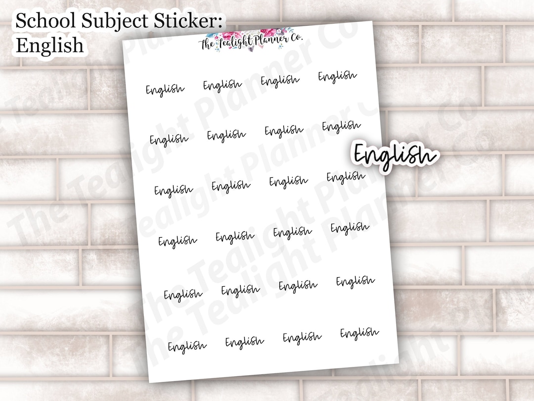English Script Sticker, School Subject Sticker, Homeschooling Sticker ...