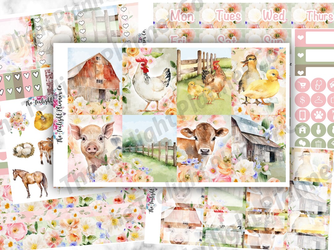 Farm Life Planner Sticker Kit, Farm Stickers, Cow Stickers, Country ...