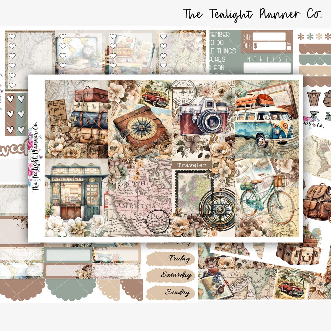 Traveler Sticker Kit, Travel Stickers, Weekly Sticker Kit, Vacation ...