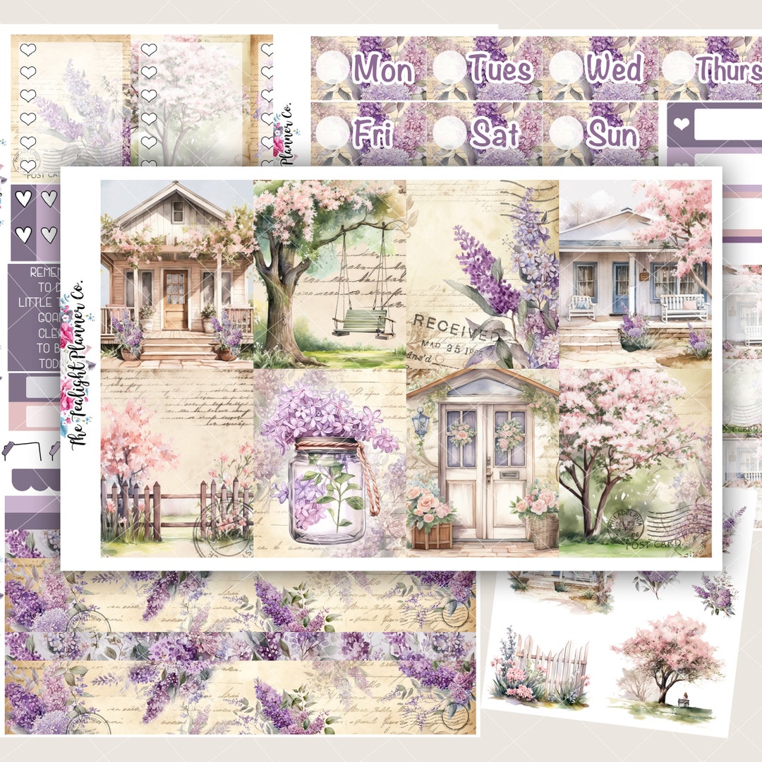 Lilac Fields Sticker Kit, Spring Planner Stickers, Spring Sticker Kit ...