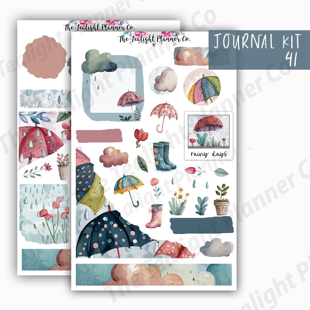 Rainy Days Journal Sticker Kit, Weather Stickers, Weather Planner ...