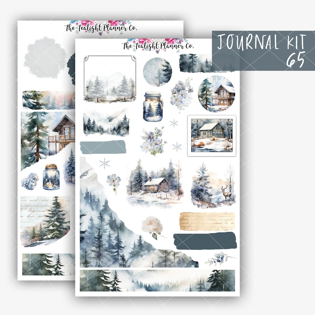 Winter Woods Journal Sticker Kit, Winter Stickers, Journaling Stickers ...