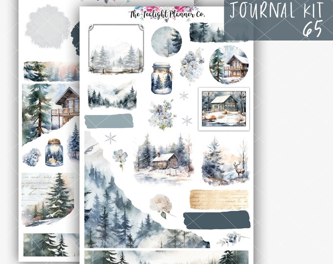 Winter Woods Journal Sticker Kit, Winter Stickers, Journaling Stickers ...