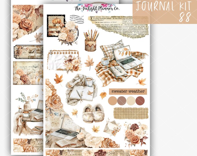 Autumn Plans Journal Kit, Fall Journal Stickers, Cozy Fall Stickers ...