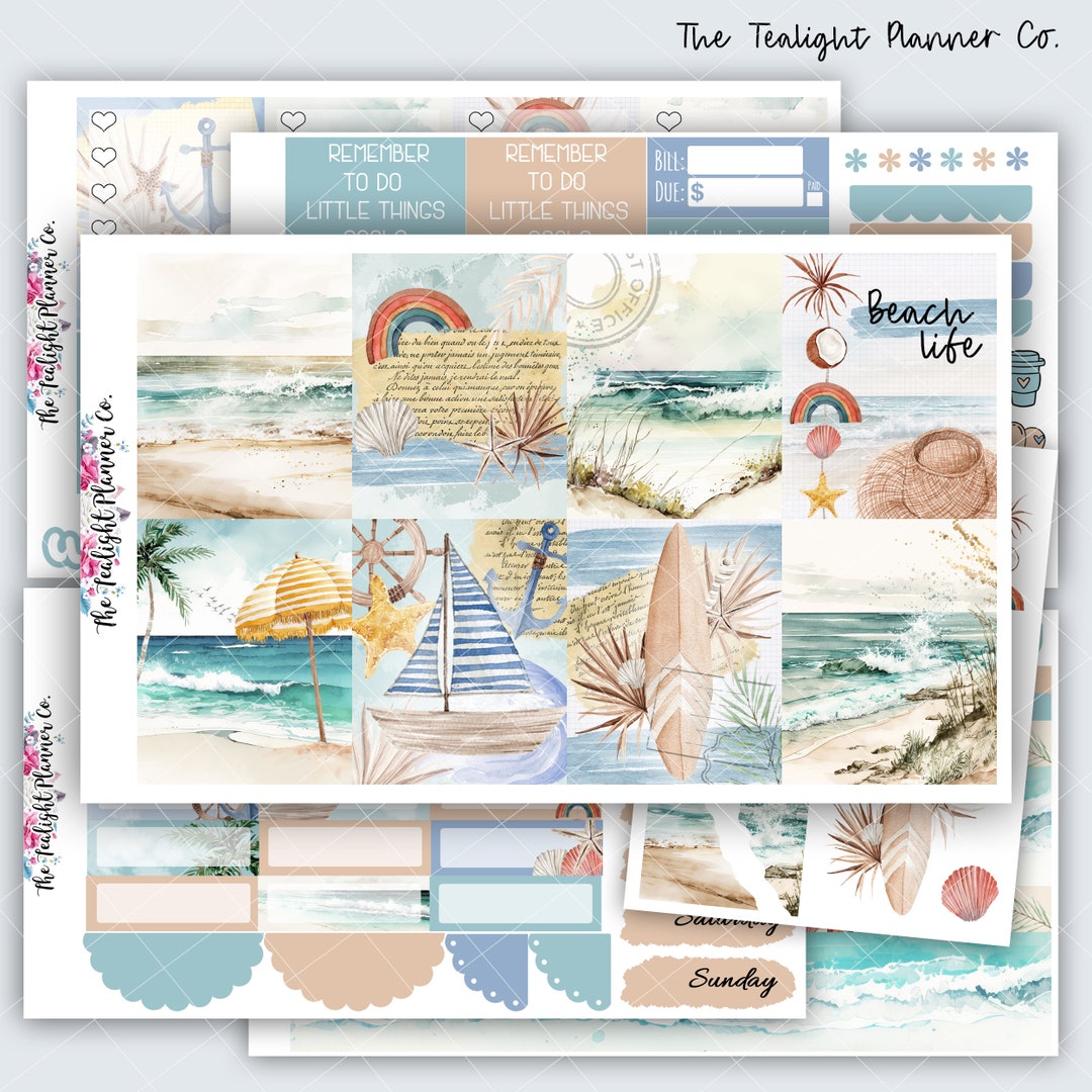 Beach Life Planner Sticker Kit, Beach Planner Stickers, Summer Planner ...