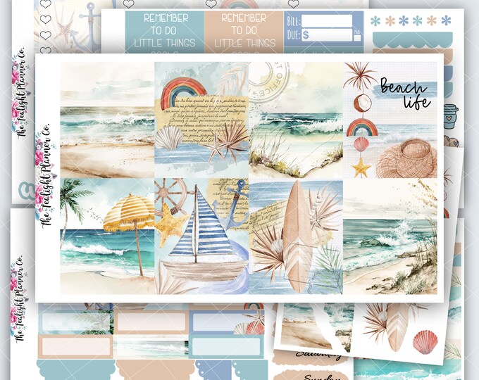 Beach Life Planner Sticker Kit, Beach Planner Stickers, Summer Planner ...