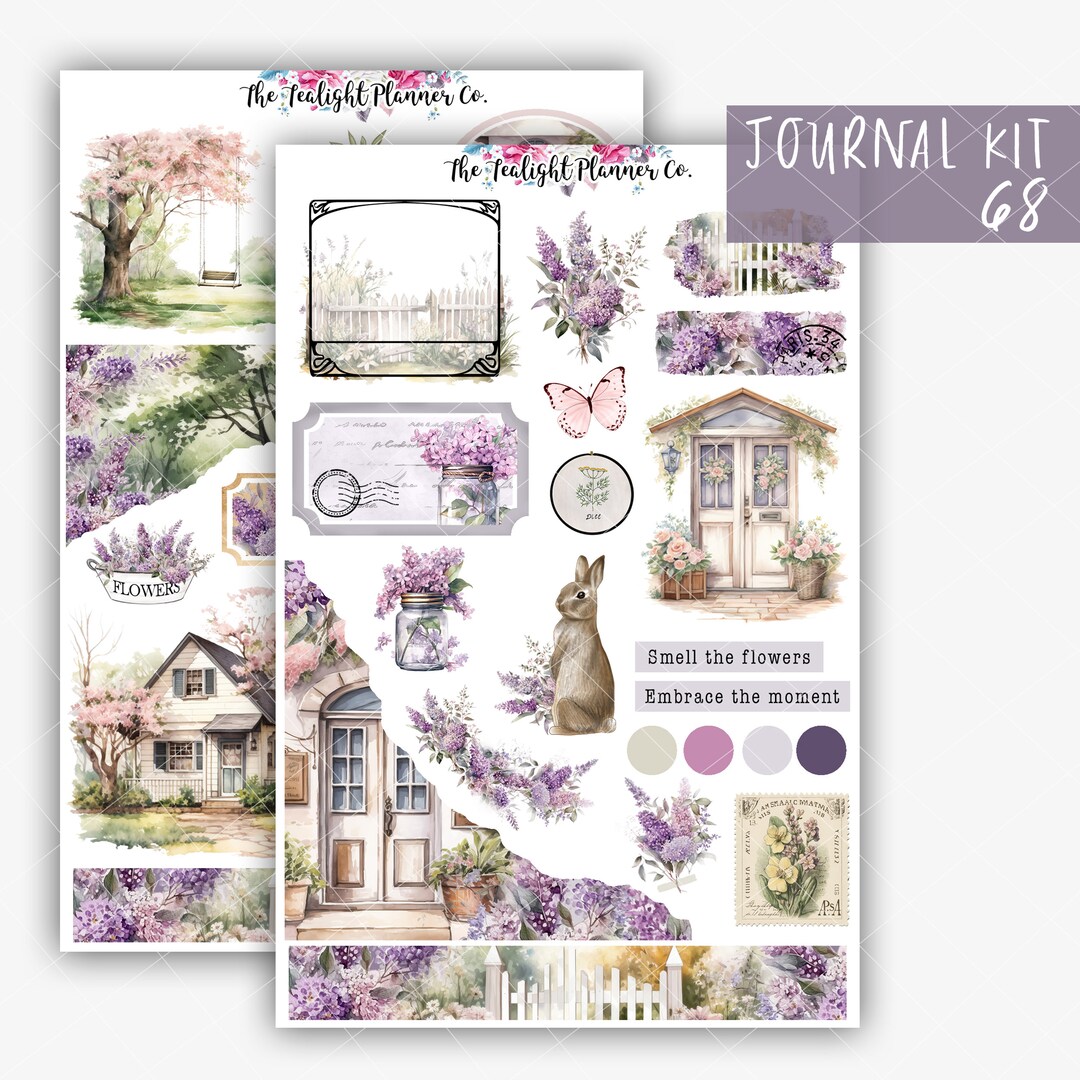 Lilac Fields Journal Sticker Kit, Spring Journal Stickers, Planner and ...