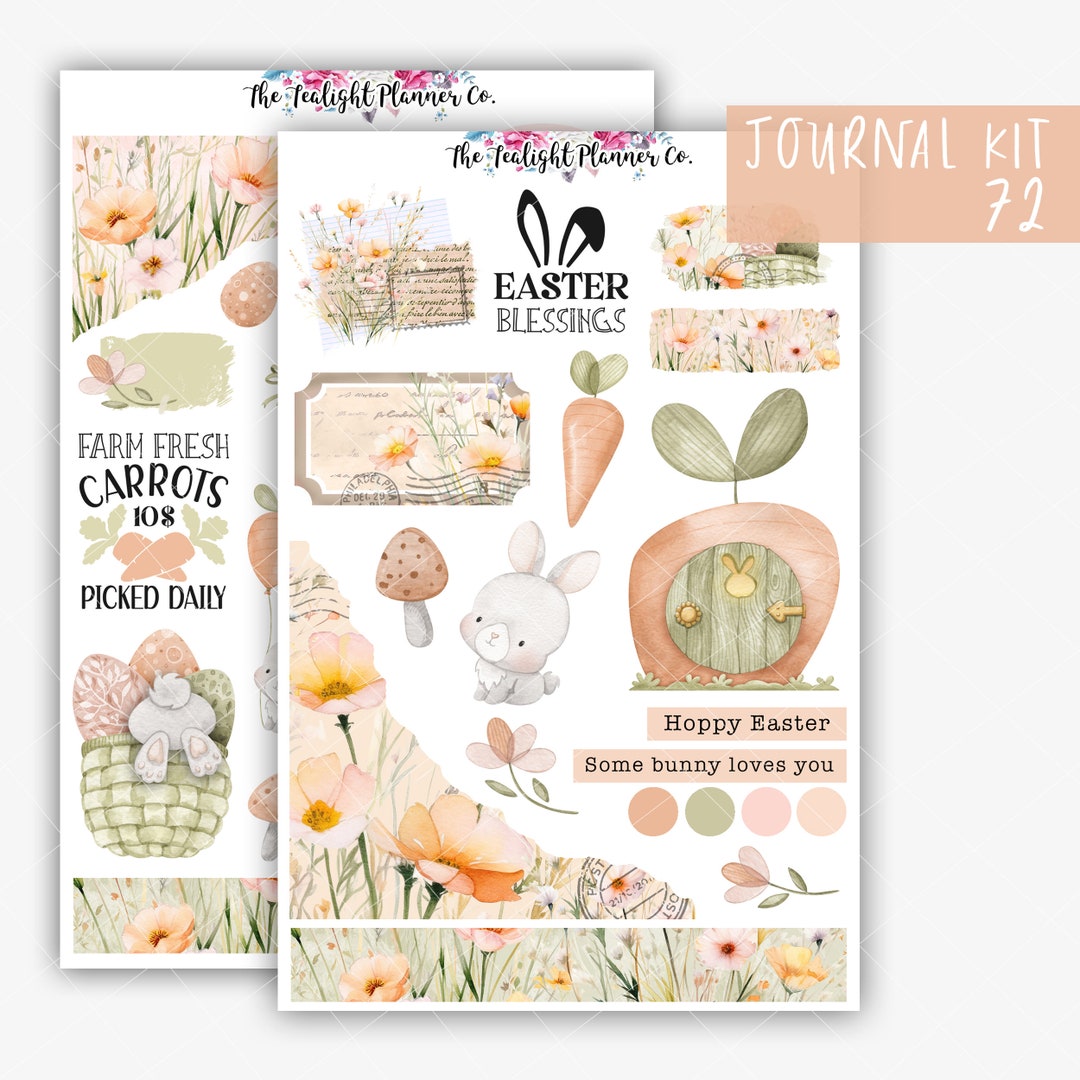 Easter Bunny Journal Sticker Kit, Cute Bunny Stickers, Stickers for ...