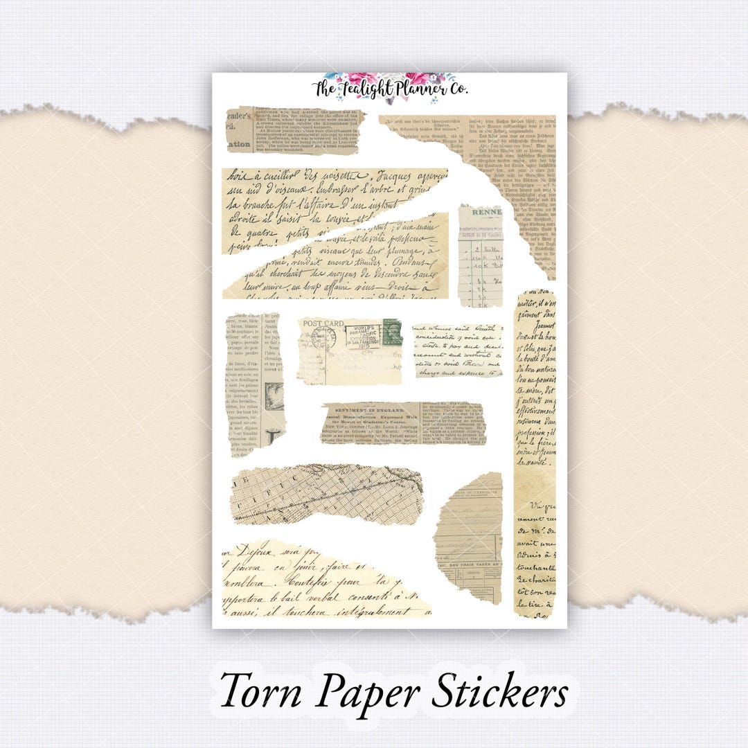 Word Torn Paper Stickers, Journaling Stickers, Journal Stickers ...