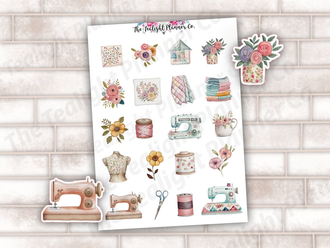 Quilt Sticker Sheet for Decorating Your Journal or Planner, Sewing ...