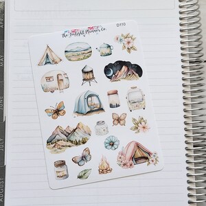 Camping Sticker Sheet, Mountain Stickers, Camping Stickers, Tent ...