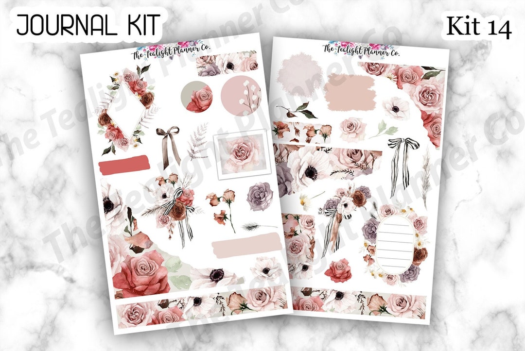 Floral Journal Sticker Kit, Journal Stickers, Journaling Stickers ...