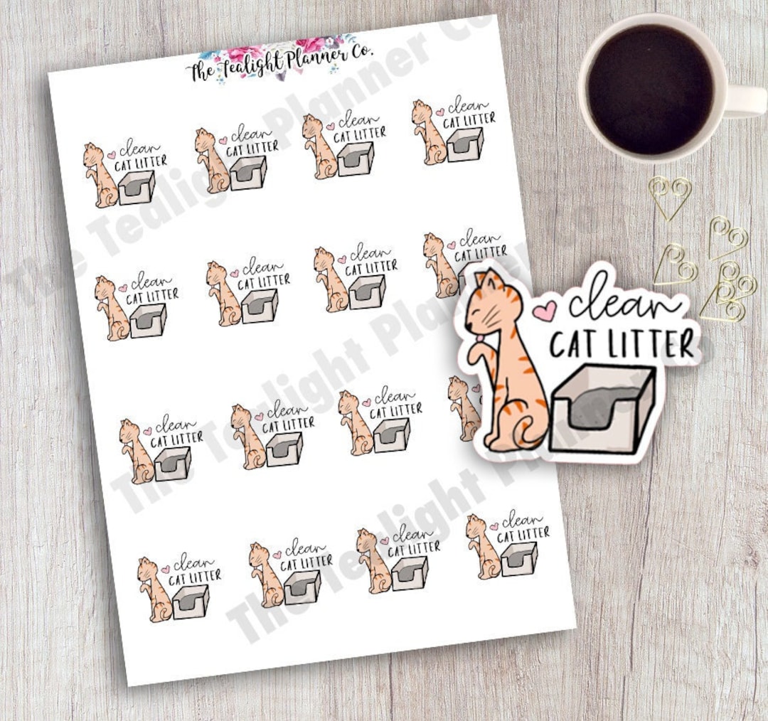 Clean Cat Litter Sticker, Cat Litter Box Sticker, Chore Planner ...