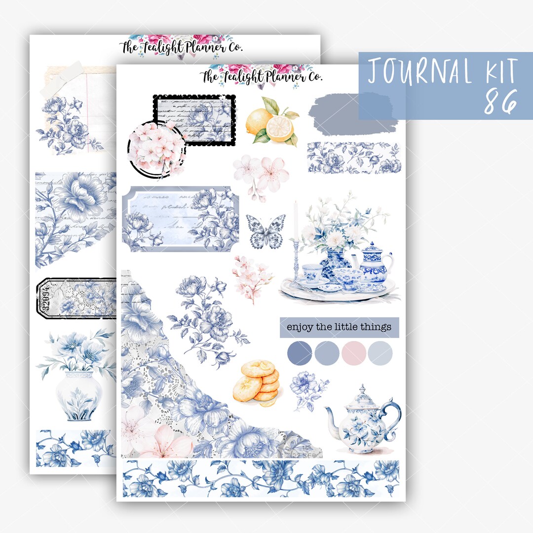 Chinoiserie Journal Sticker Kit, Decorative Journal Stickers, Floral ...