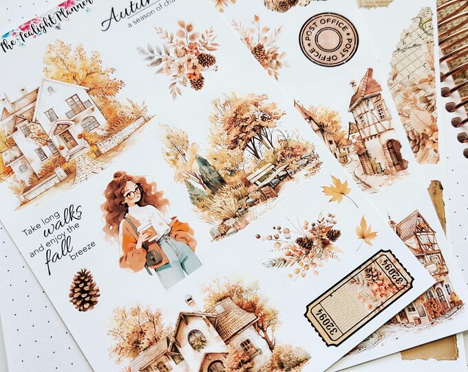 Fall Cottage Journal Stickers, Fall Journal Stickers, Autumn Stickers ...