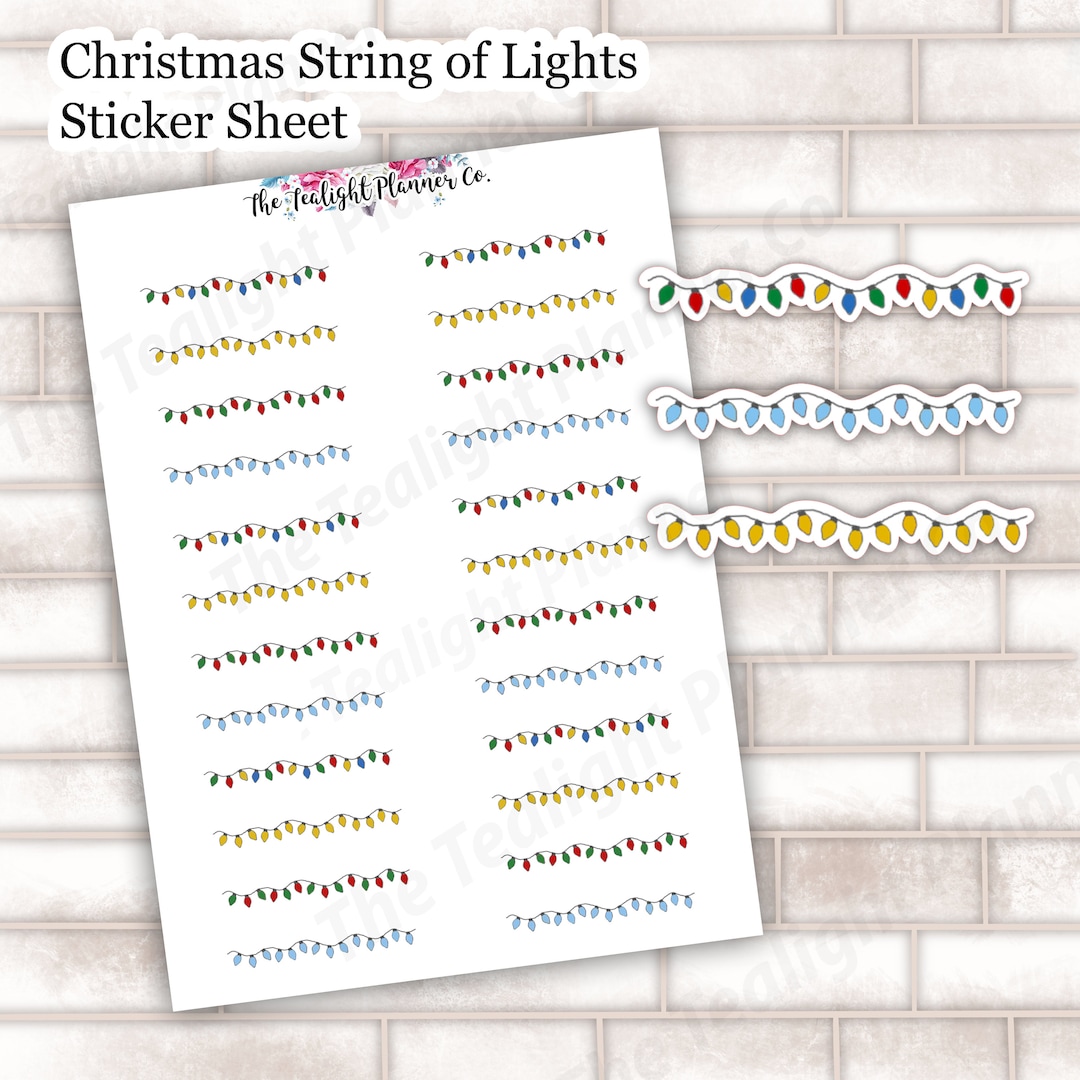 Christmas Lights Sticker String of Lights Stickers Divider - Etsy