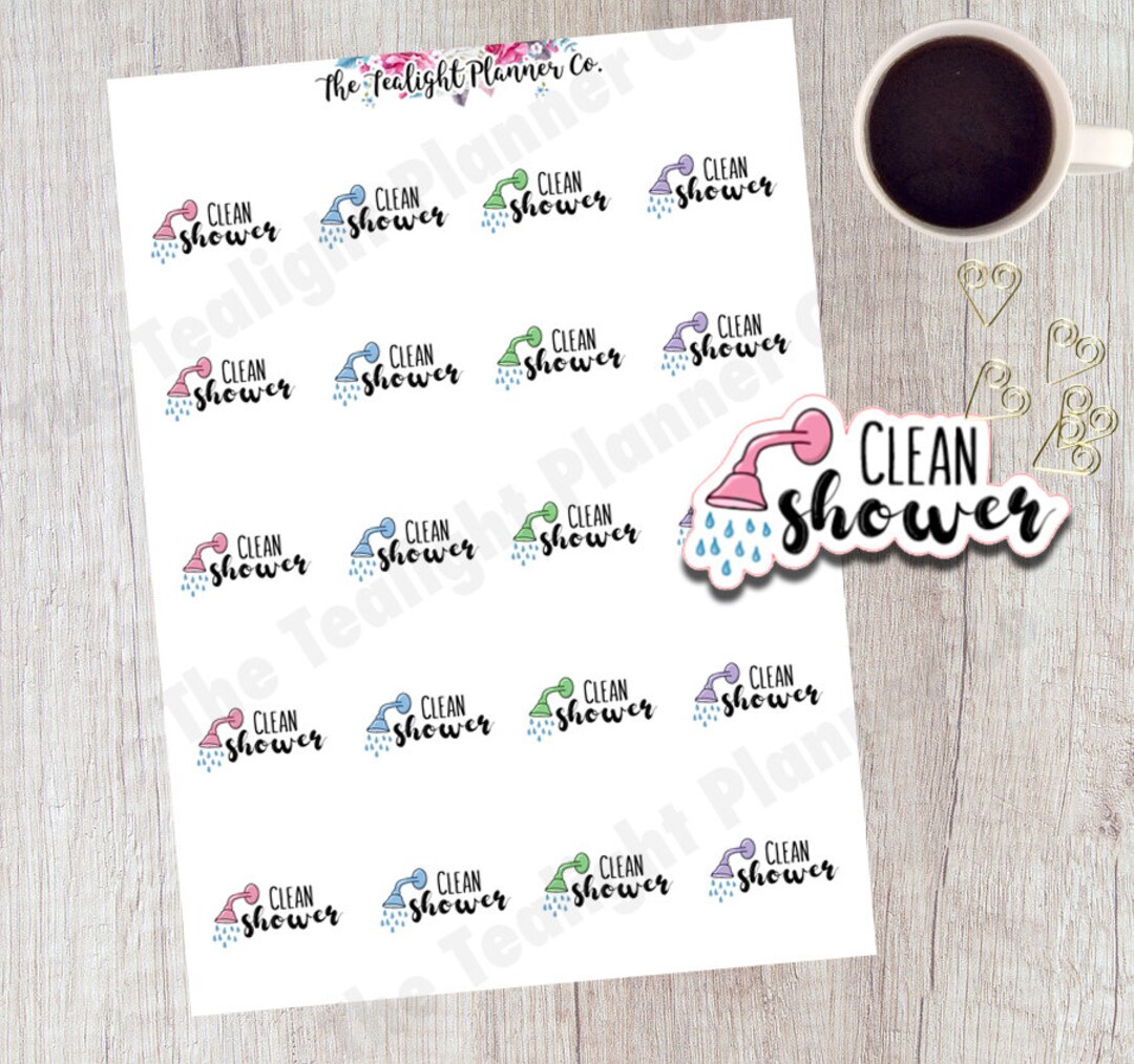 Clean Shower Sticker, Chores Planner Stickers, Household Chore Planner ...
