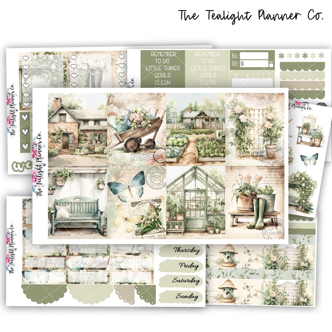 Gardening Sticker Kit, Weekly Planner Sticker Kit, Spring Stickers ...