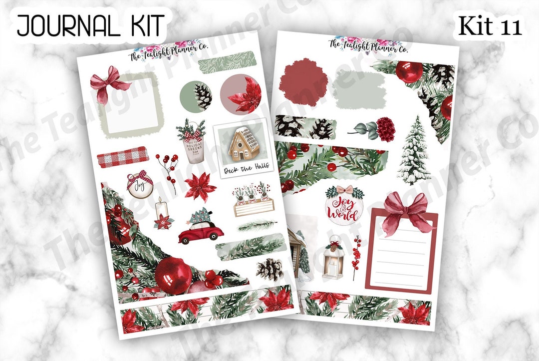 Rustic Christmas Journal Sticker Kit, Christmas Journal Stickers ...