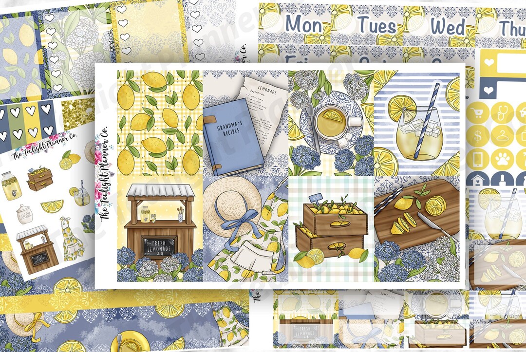 Lemonade Stand Sticker Kit, Lemon Planner Sticker Kit, Fruit Weekly ...