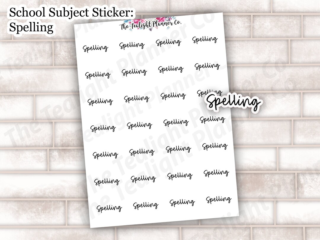 Spelling Script Sticker, School Subject Sticker, Homeschooling Sticker ...