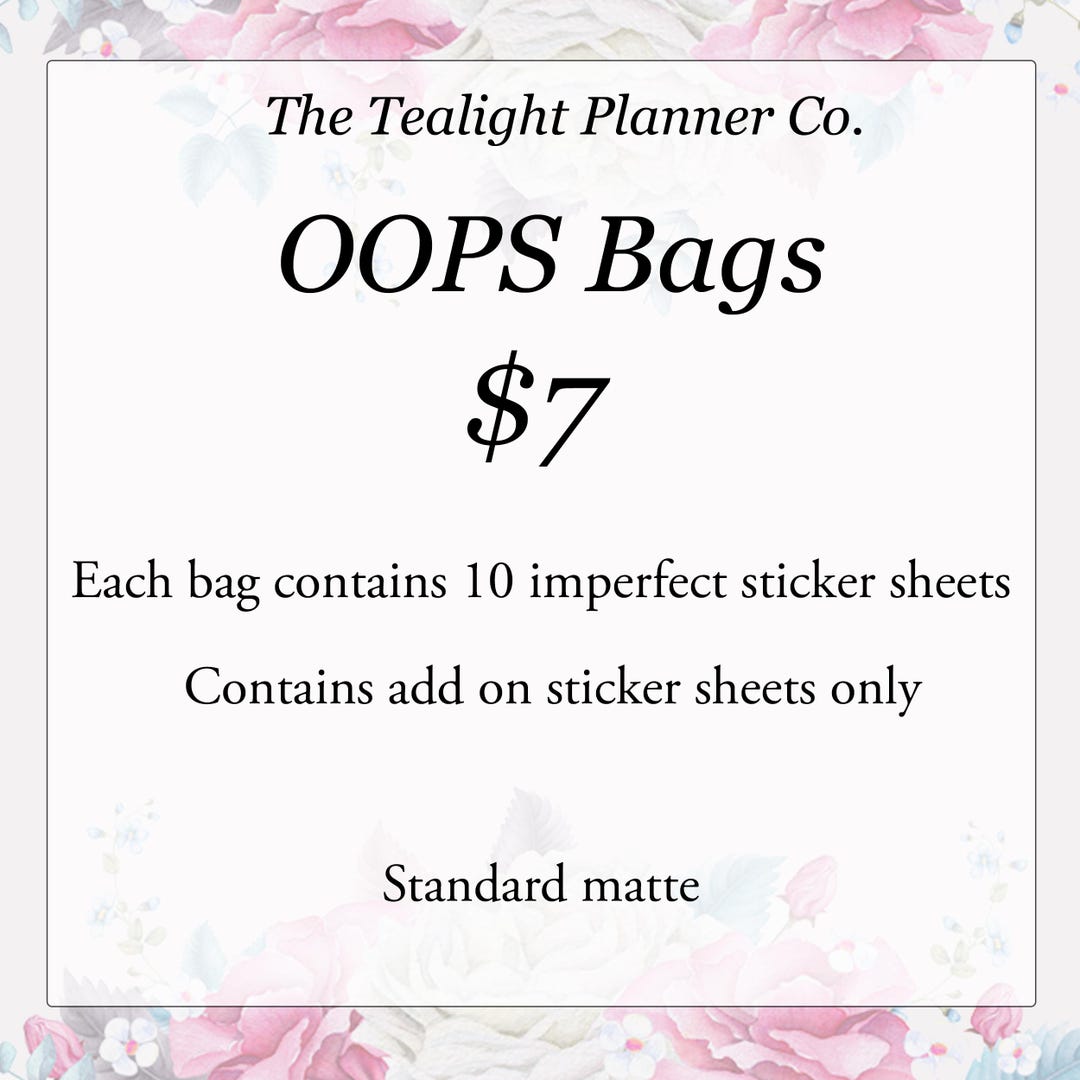 Oops Sticker Bag, Oops Sticker Sheets, Sticker Grab Bag, Oops Planner ...