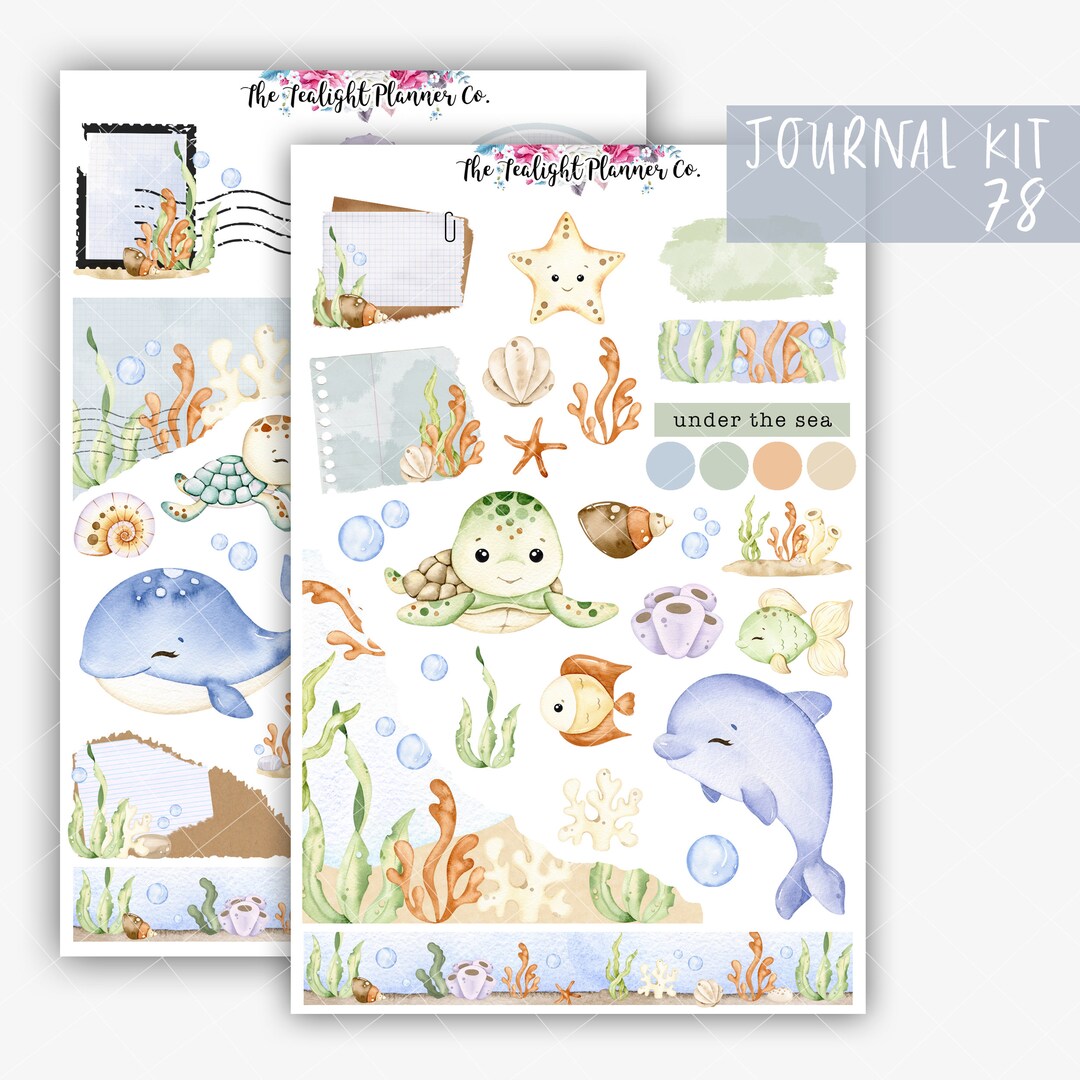 Sea Journal Kit, Journal Stickers, Beach Stickers, Sea Life Sticker ...