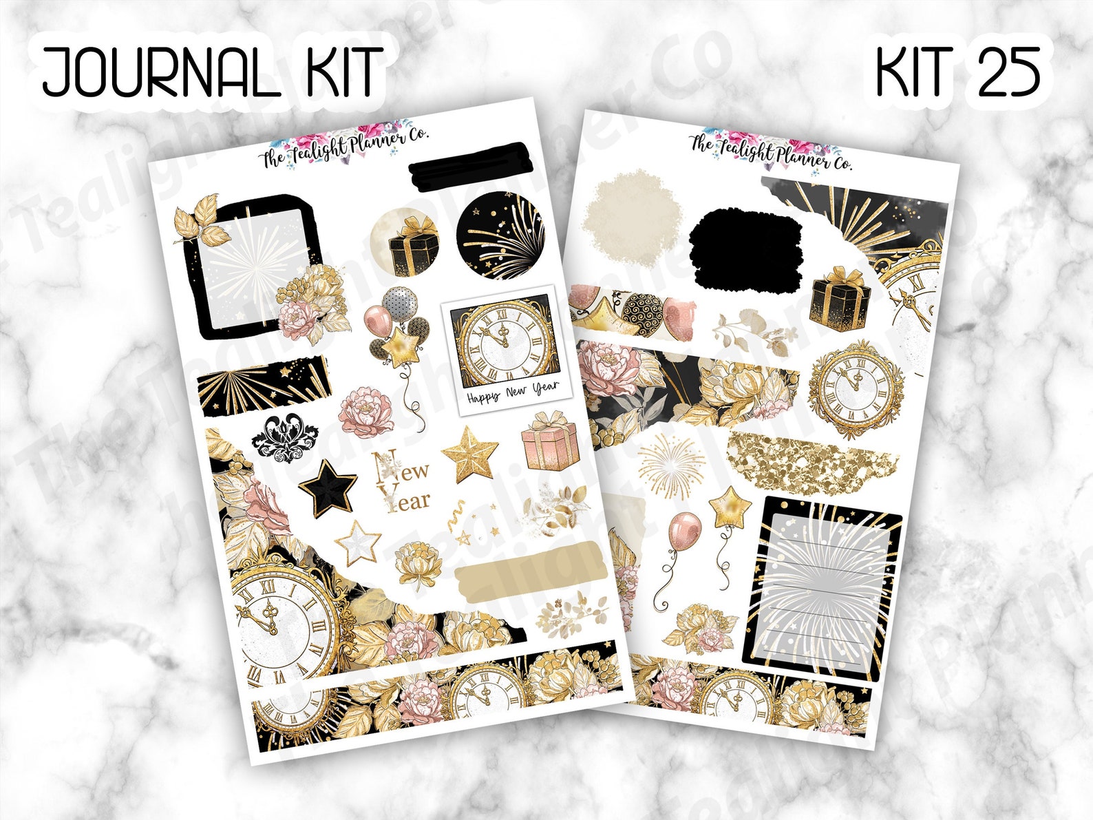 Happy New Year Journal Sticker Kit New Years Journal - Etsy