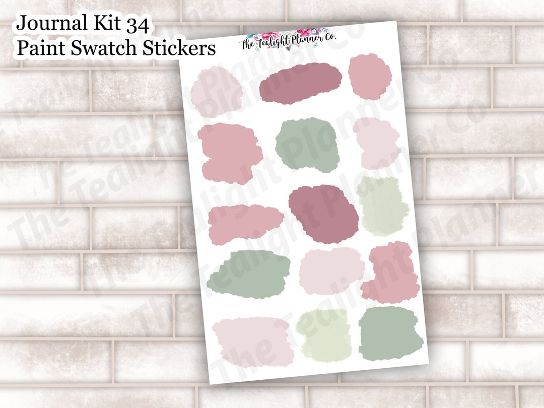 Paint Swatch Journaling Stickers, Planner Stickers, Brush Stoke ...